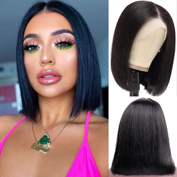 Gloge Store | Hair | Short Bob Human Hair 3x4 Lace Wig 8 Inches 15 ...